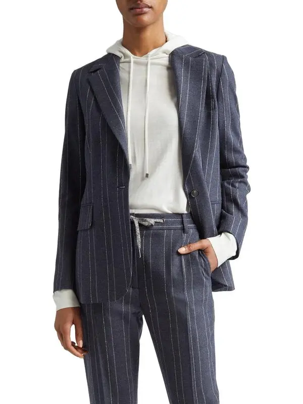 Eleventy Pinstripe One-button Blazer - Navy