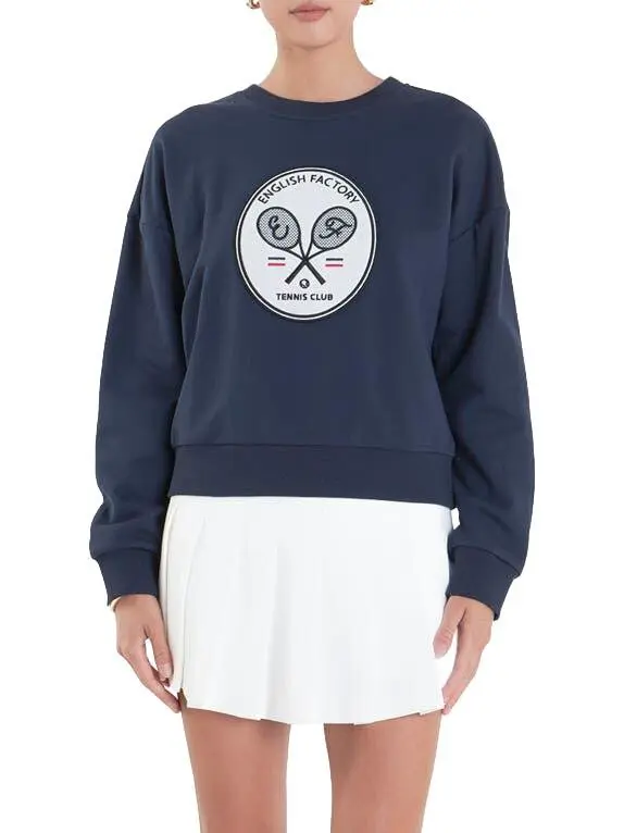 English Factory Sports Club Embroidered Sweatshirt - Navy