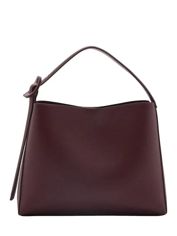 Mango Faux Leather Shopper Tote - Burgundy