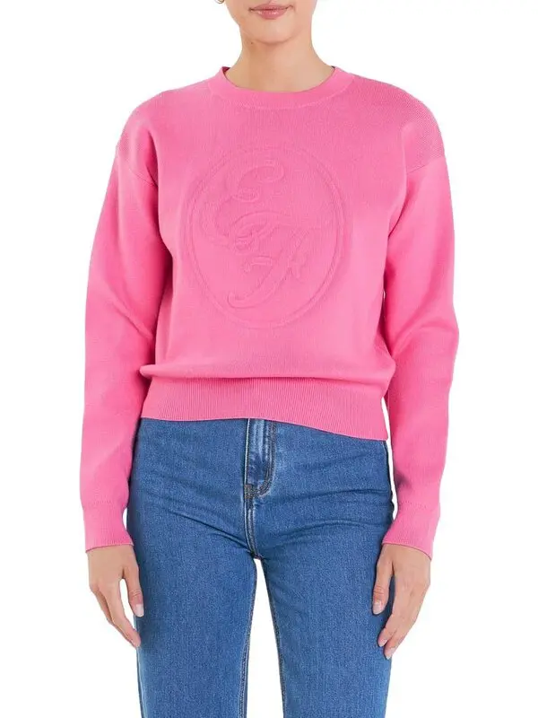 English Factory Monogram Crewneck Sweater - Pink