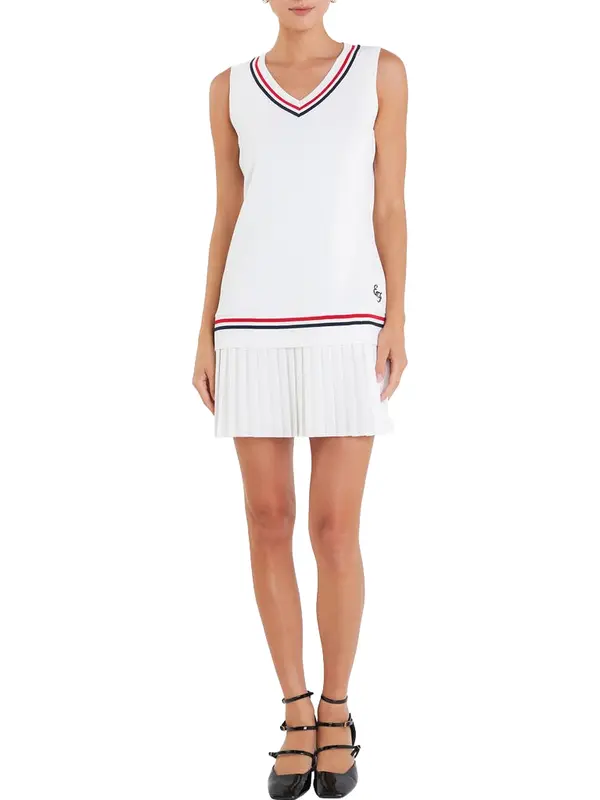 English Factory Sports Club Mixed Media Mini Dress - White