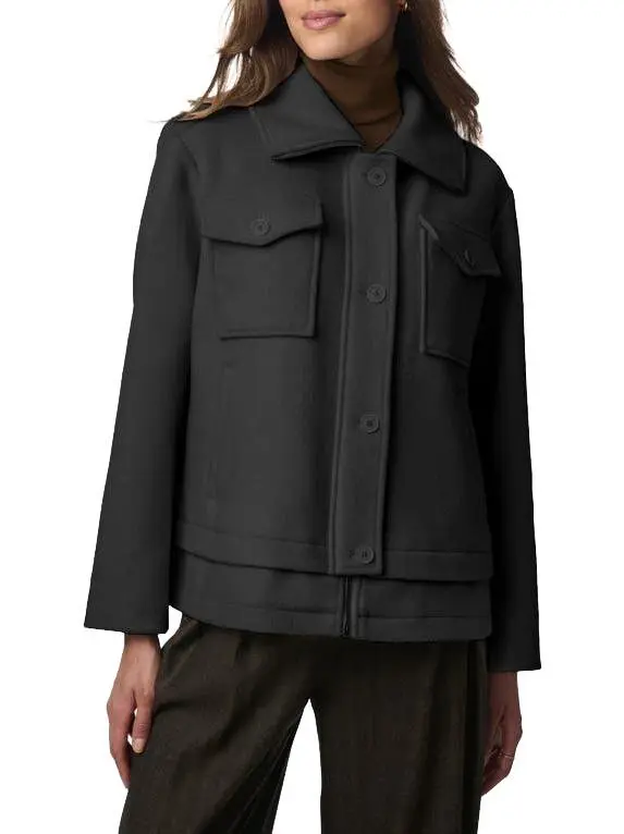 Bernardo Chest Pocket Coat - Black