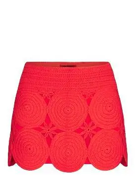 SIMONMILLER Crochet Beep Beep Mini Skirt - Coral Red