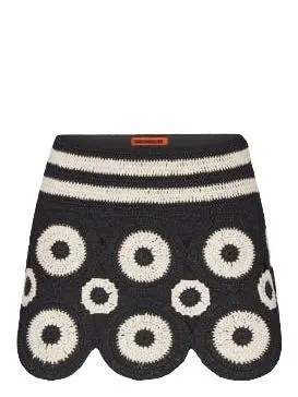 SIMONMILLER Lurex Crochet Mini Skirt - Cream/black