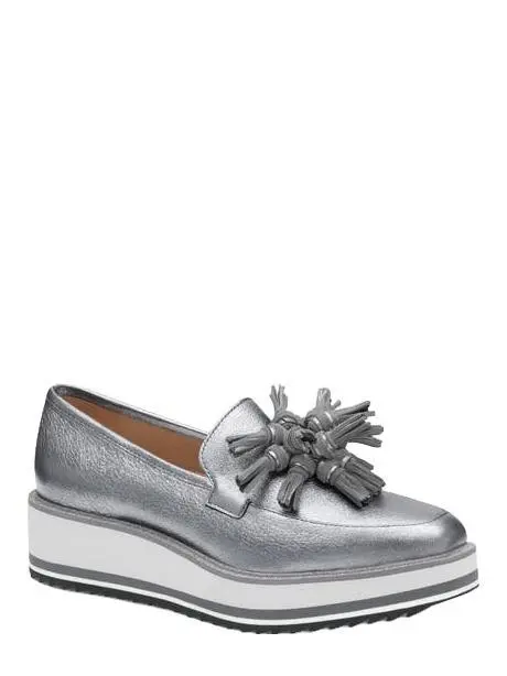 Johnston & Murphy Gracelyn Tassel Loafer - Pewter Metallic Sheepskin