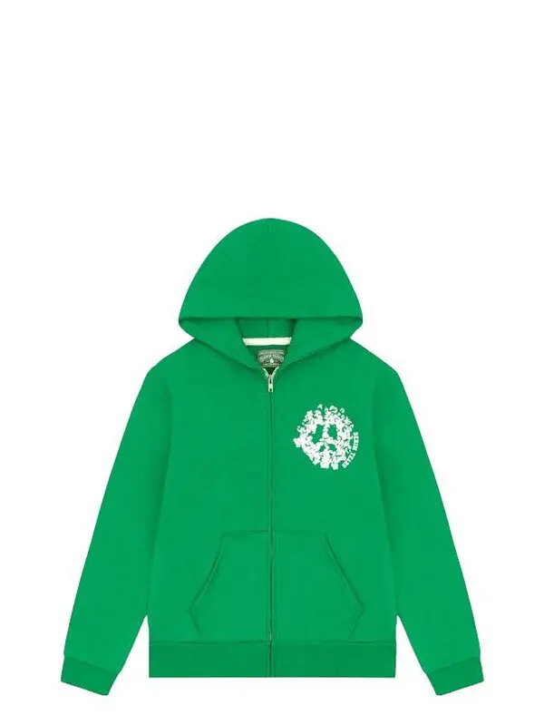 DENIM TEARS Denim University Zip Up Hoodie - Green/white