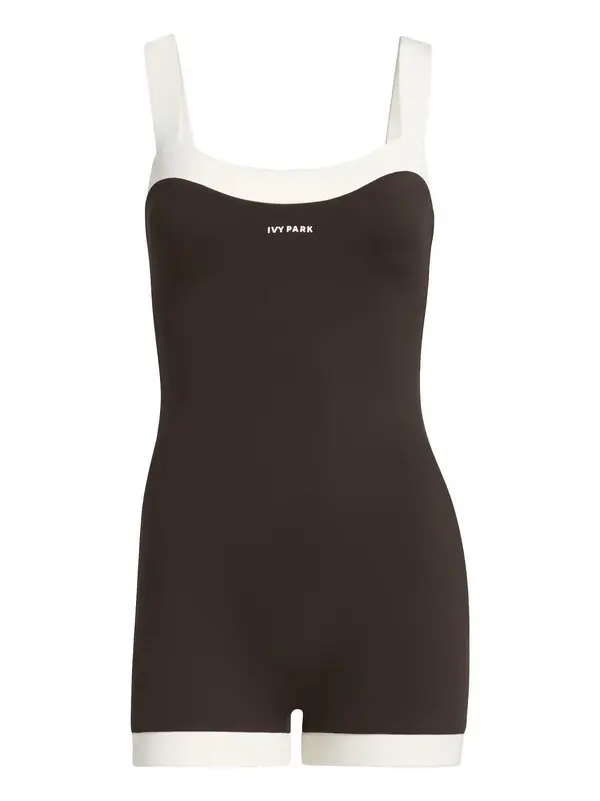 Adidas Ivy Park 60s Swim Unitard - Dark Brown/cream White