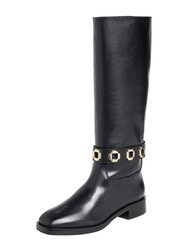 Larroude Milan Riding Flat Boots - Black