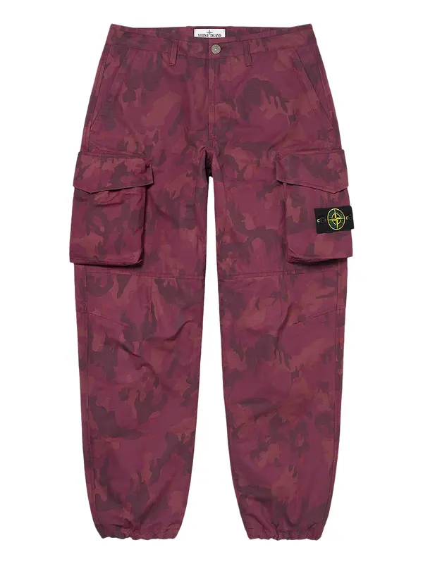Supreme X Stone Island Reactive Ice Camo Ripstop Cargo Pant - Red