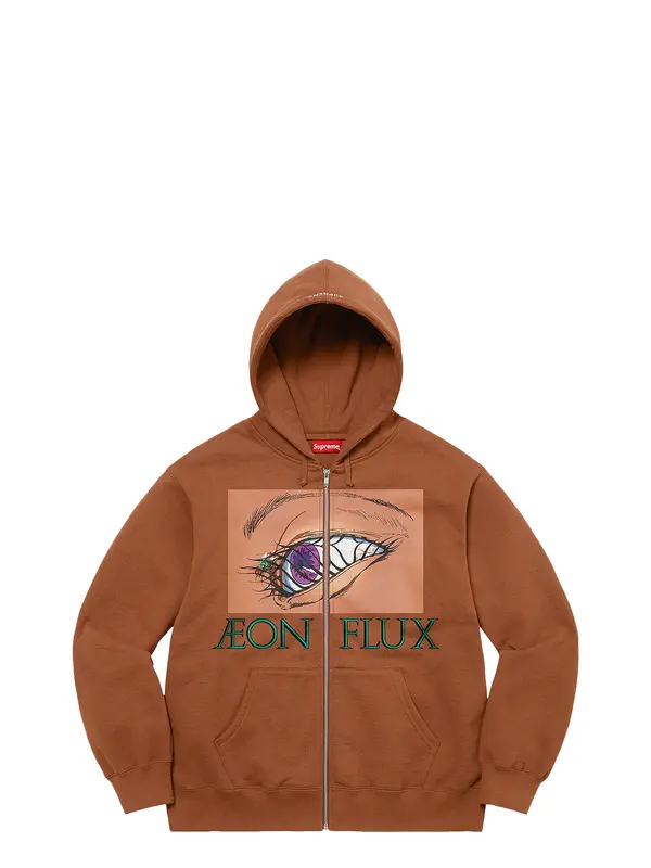 Supreme Aeon Flux Zip Up Hooded Sweatshirt - Brown