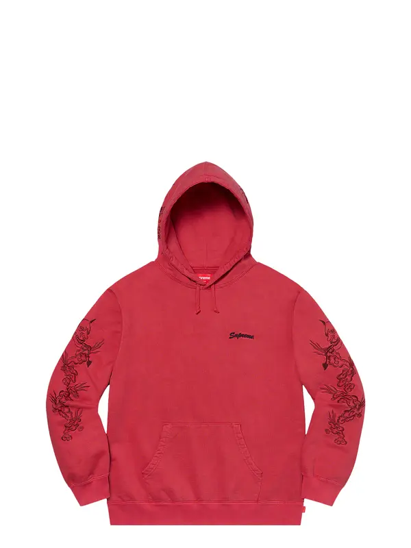 Supreme Dragon Overdyed Hooded Sweatshirt - Red