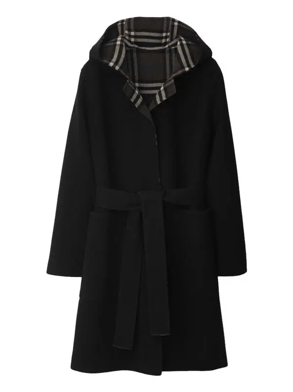 Burberry Mid-length Reversible Wool Car Coat - Black