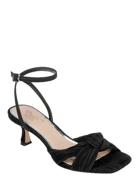Badgley Mischka Ankle Strap Kitten Heel Sandal - Black Fabric