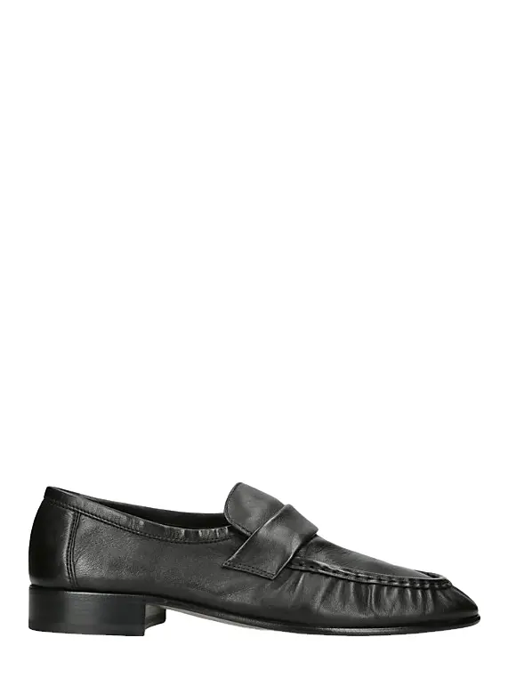 THE ROW Gathered Leather Loafers - Black