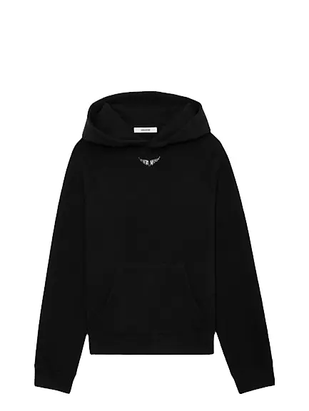Zadig&Voltaire Georgy Diamante-wing Relaxed-fit Hoody - Noir