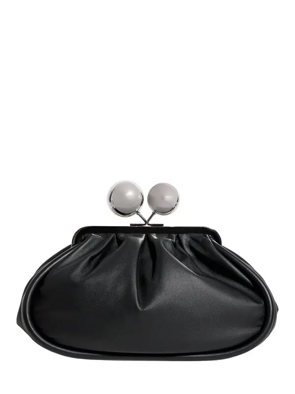 Max Mara Medium Leather Pasticcino Clutch - Black