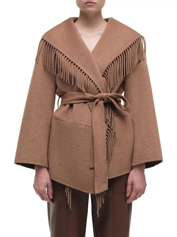 Simkhai Rowen Fringe Belted Jacket - Beige