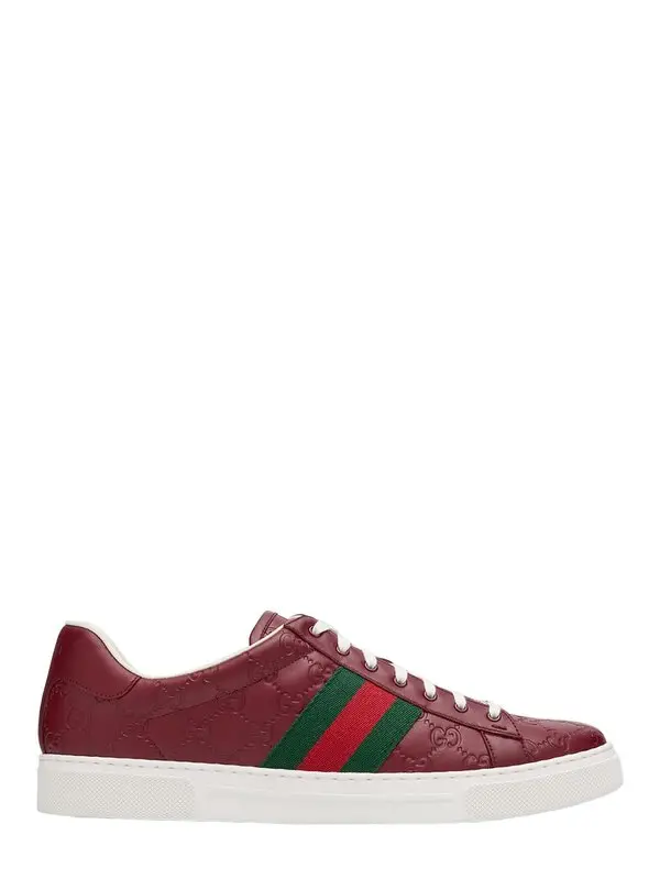 Gucci Ace Gg Embossed Leather Low-top Sneakers - Ancora Red