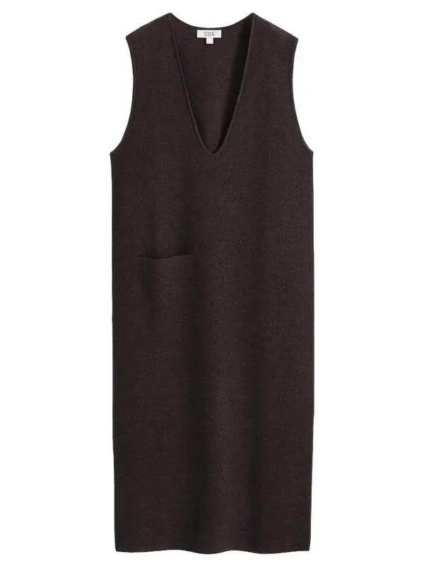 Cos Boiled-wool Midi Dress - Brown