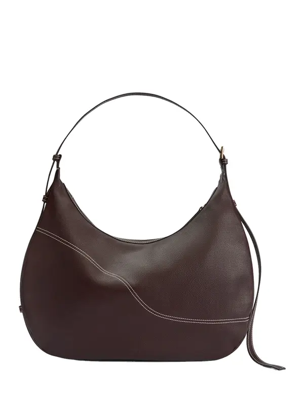 ATP ATELIER Potenza Large Hobo Bag - Walnut,contrast Stitch