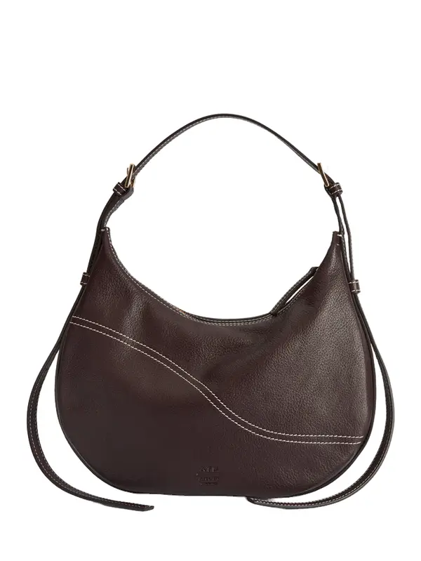 ATP ATELIER Liveri Small Hobo Bag - Walnut,contrast Stitch