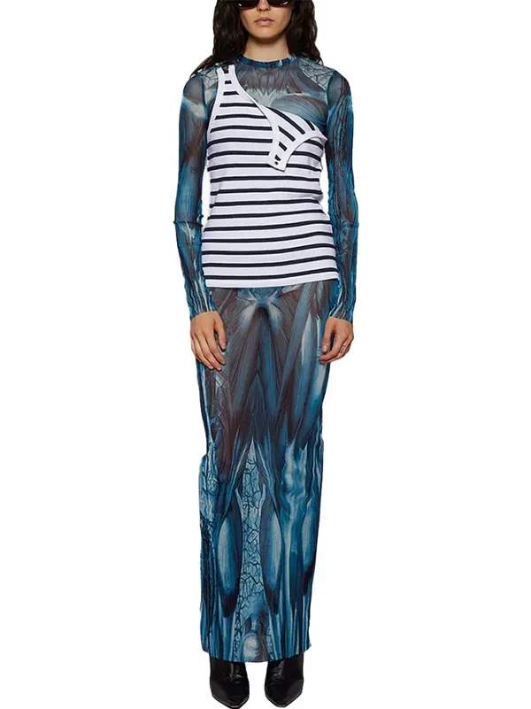 Jean Paul Gaultier Corché-print Maxi Dress - Blue