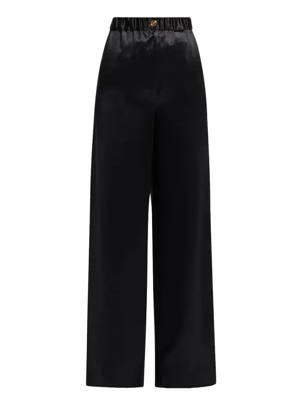 Versace Wide-leg Silk Trousers - Black