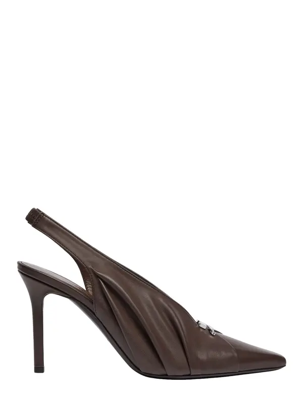 COURREGES 90mm Draped Slingback Pumps - Brown