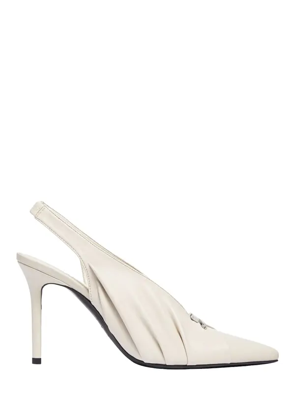 COURREGES Draped Faux Leather Slingback Pumps - White