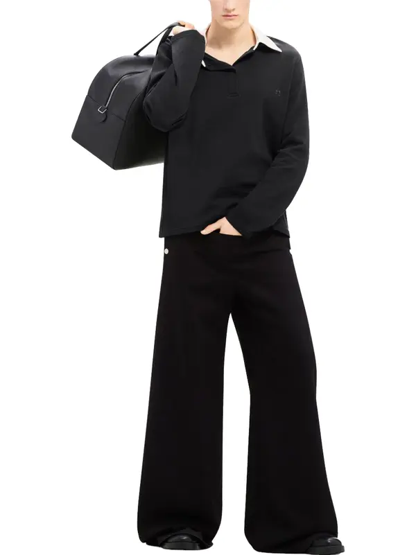 COURREGES Wide-leg Cotton-blend Trousers - Black