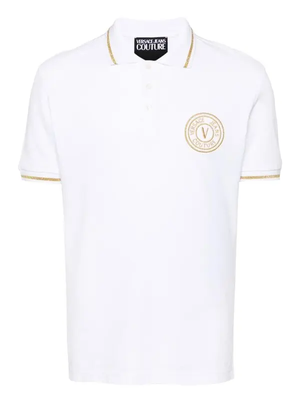Versace Logo-embroidered Cotton Polo Shirt - White