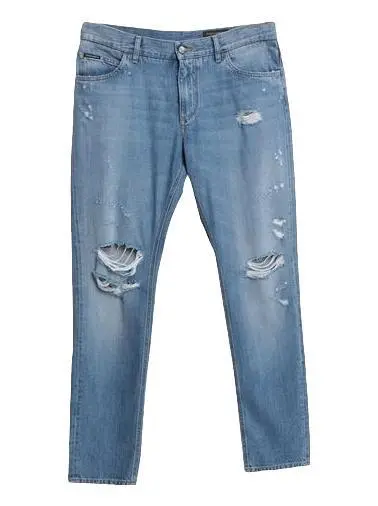 Dolce & Gabbana Straight-leg Distressed Jeans - Blue