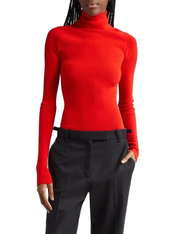 Proenza Schouler Longline Ribbed Turtleneck Top - Red