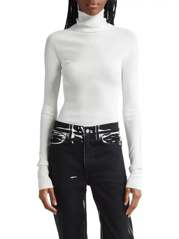 Proenza Schouler Longline Ribbed Turtleneck Top - White