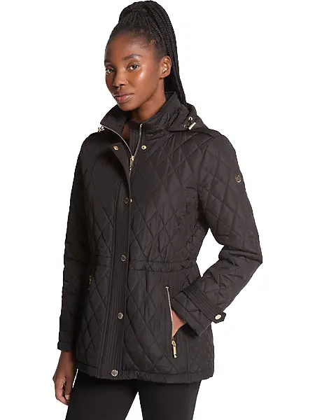 Michael Kors Quilted Hooded Jacket - Black