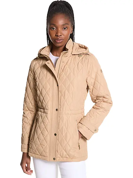 Michael Kors Quilted Hooded Jacket - Natural