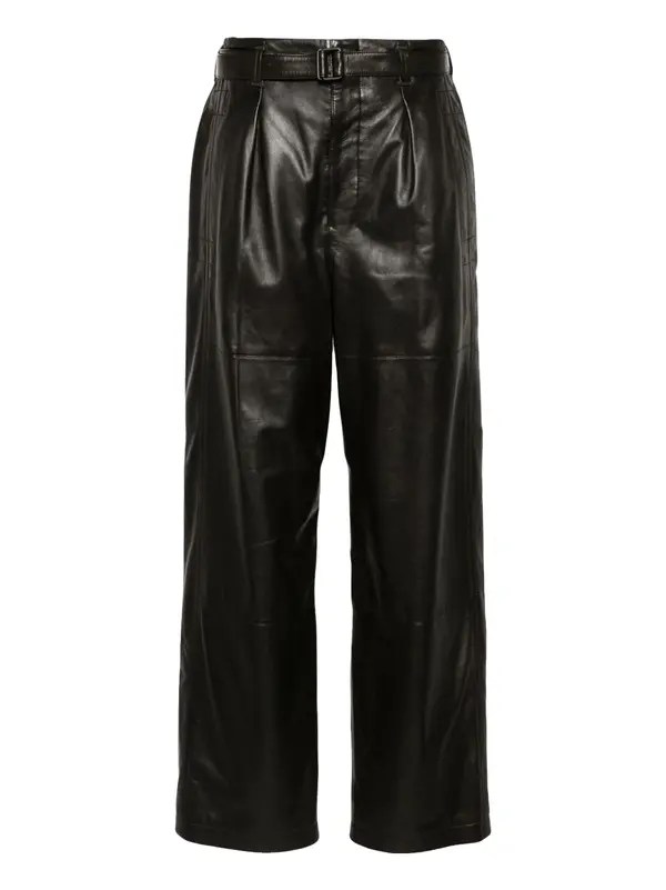 LEMAIRE Belted Lambskin Pants - Brown