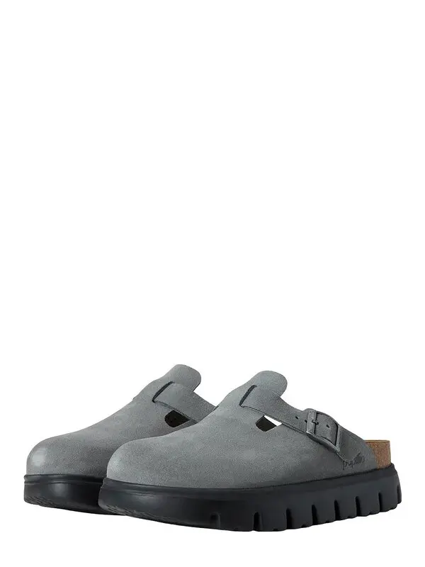 BIRKENSTOCK Boston Chunky Suede Clogs - Gray