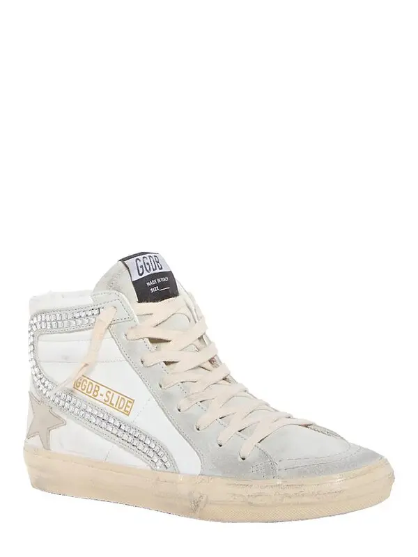 Golden Goose Slide Embellished High-top Sneakers - White