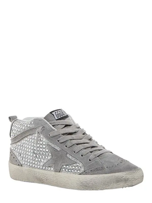 Golden Goose Mid Star Embellished Mid Top Sneakers - Silver