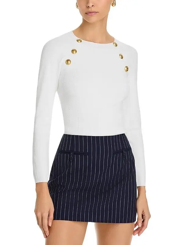 L'Agence Gretchen Knit Top - White/gold