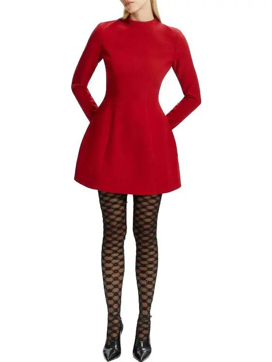 Bardot Delphi Long Sleeve Mini Dress - Burgundy