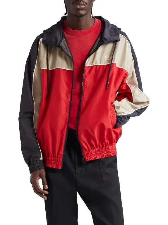 Golden Goose Star Hooded Windbreaker Jacket - Savvy Red/dark Blue/khaki