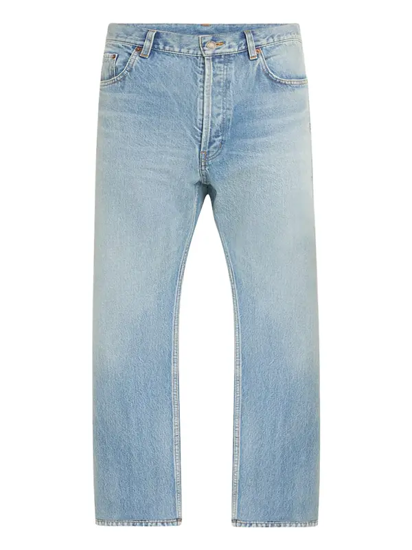Saint Laurent Aged Denim Straight-leg Jeans - Deep Blue