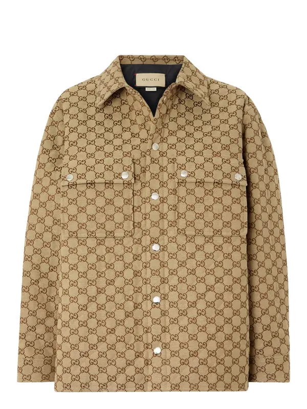 Gucci Quilted 'gg' Monogram Shirt - Brown