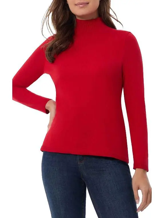 Jones New York Mock Neck Sweater - Deep Rouge