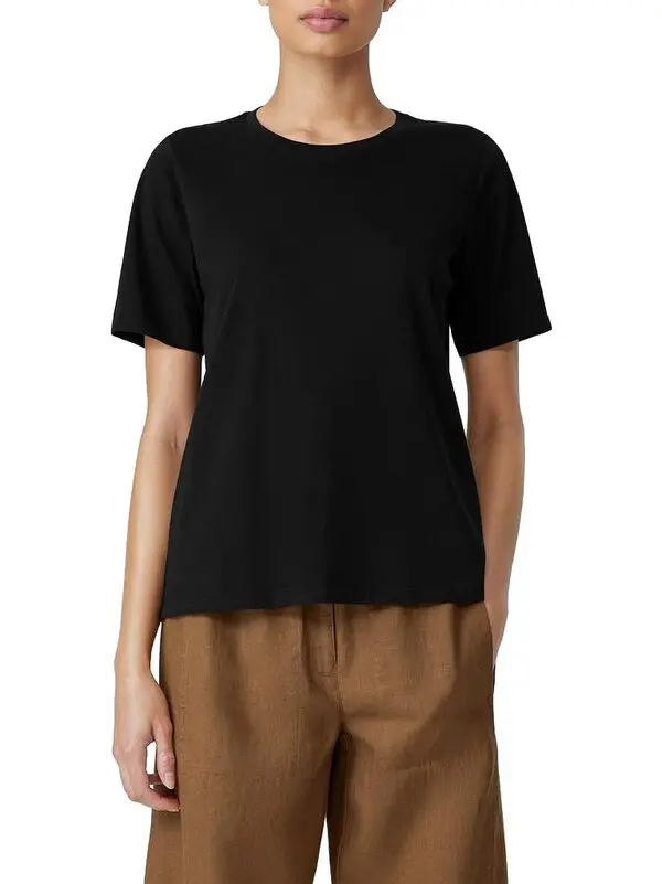Eileen Fisher Crewneck Organic Cotton T-shirt - Black