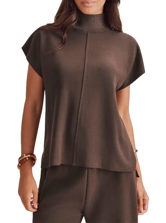 Splendid Winslow Mock Neck Pullover - Java Brown