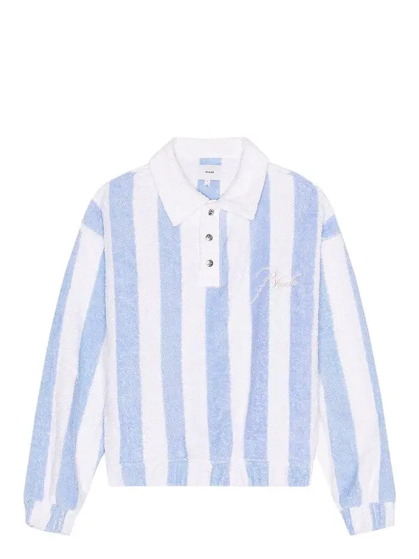 Rhude Striped Loop Terry Polo /light Blue - White