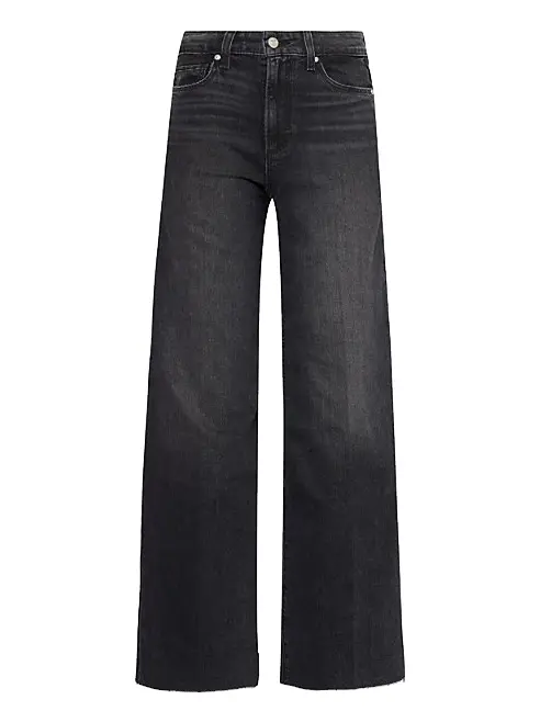 Paige Anessa Wide-leg High-rise Jeans - Viper Black Distressed